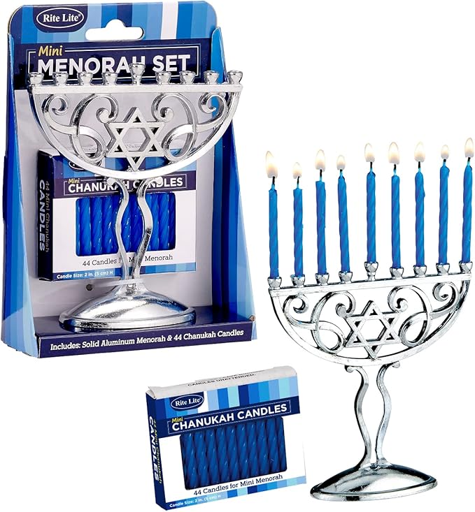 Mini Menorah Set with Mini Candles – Mitzvahland.com