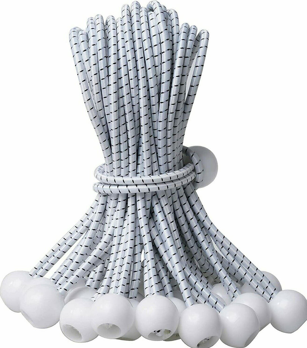 9" White Ball Bungee Bungie Cord Super Duty Canopy Tarp Tie Downs Stra ...